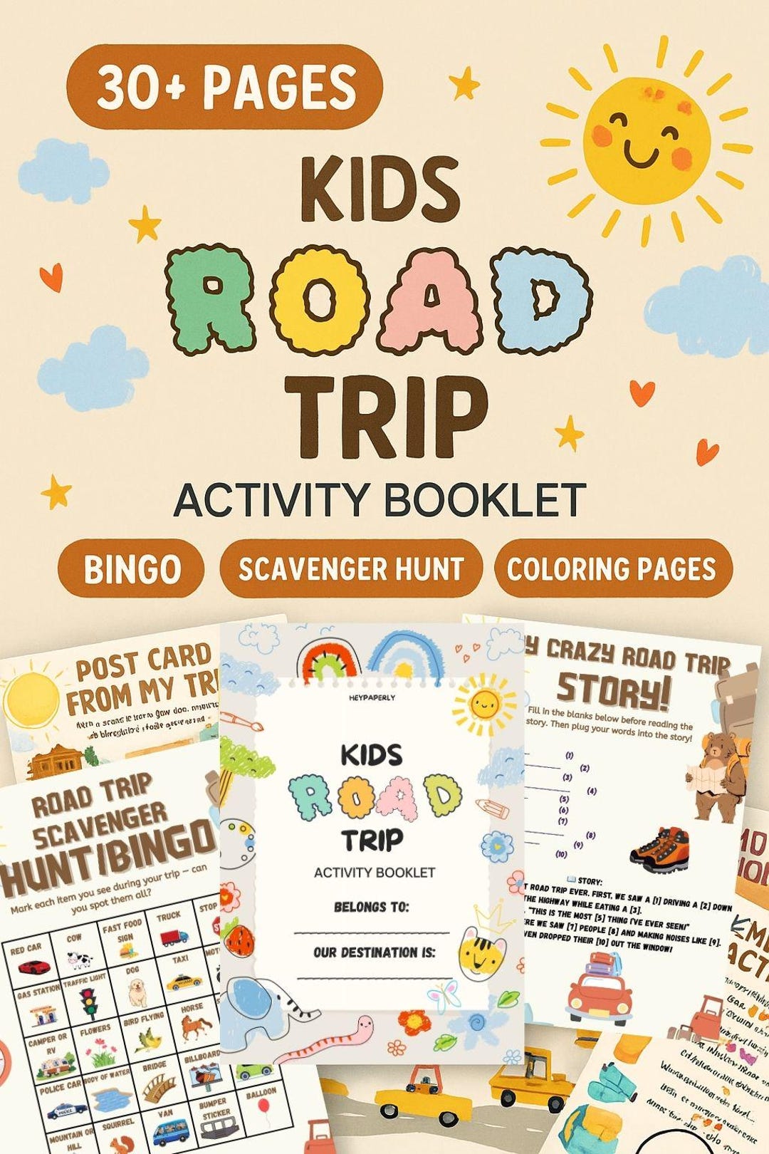 Road Trip Activity Book for Kids | Printable Travel Games, Coloring ...