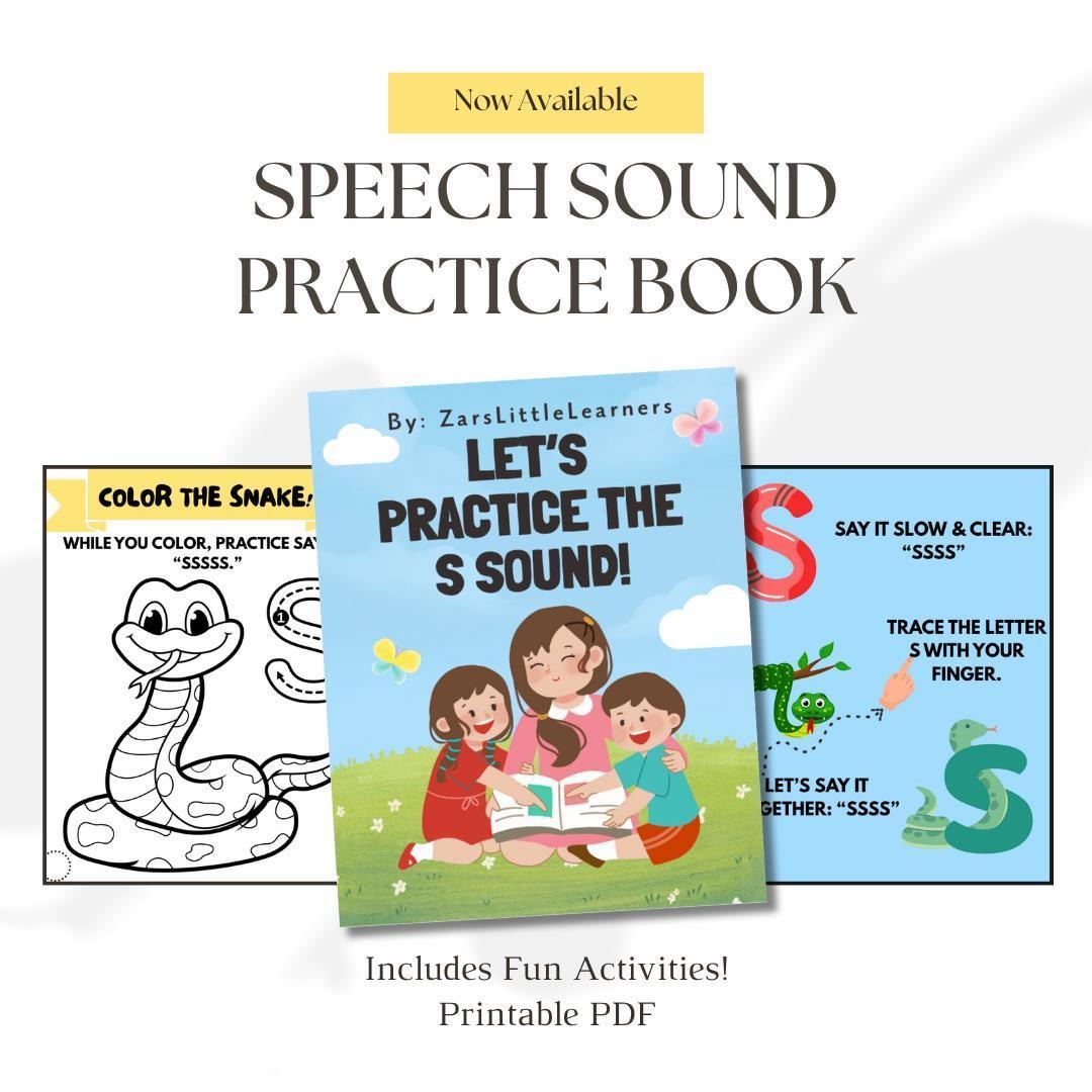 S Sound Articulation Practice Book | Printable Speech Therapy for Kids ...