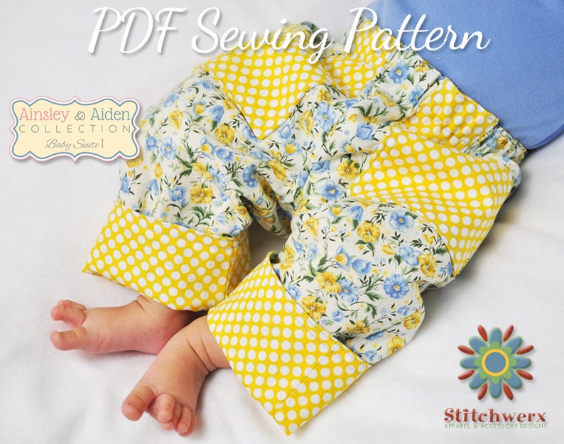 Baby Pants Pattern, PDF Sewing Pattern, Easy Baby Pants, Cuffed Baby ...