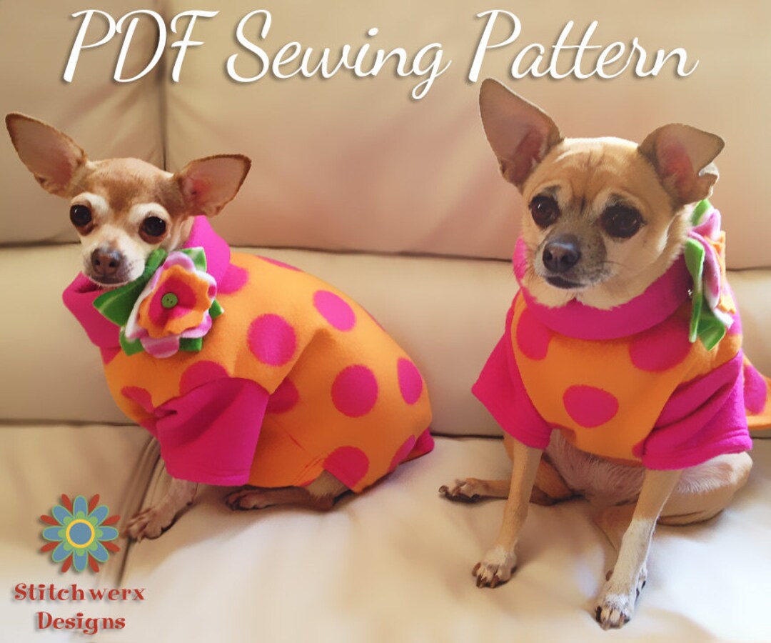 Dog Clothes Sewing Pattern, Small & Toy Breed Dog Fleece Shirt Sewing ...