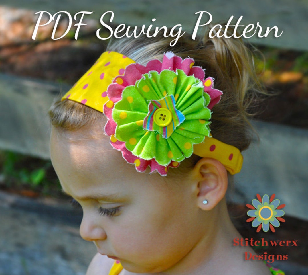 Girl's Headband Sewing Pattern, PDF Pattern, Fabric Flower, Hair ...
