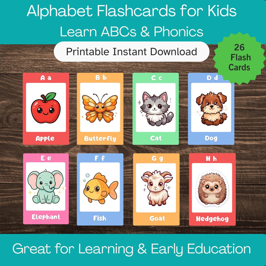 Alphabet Flash Cards | ABC Phonics, Toddler Learning (digital Download ...