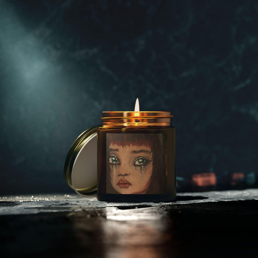 Scented Candles, Child With Crying Eyes Print Candle, Emotional Home ...