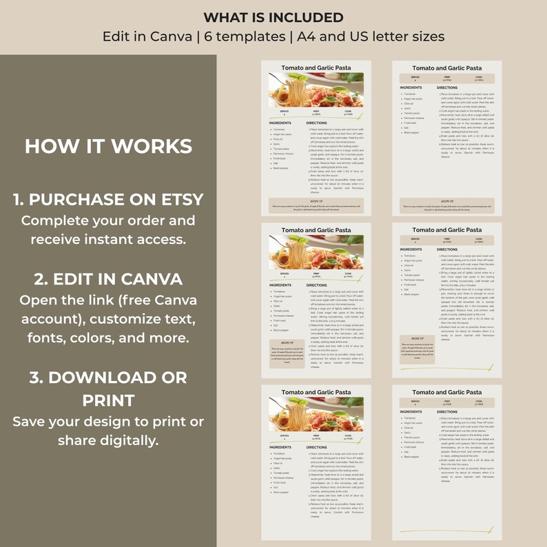 Editable Recipe Template Bundle: 6 Canva Layouts + 3 Bonus Covers ...