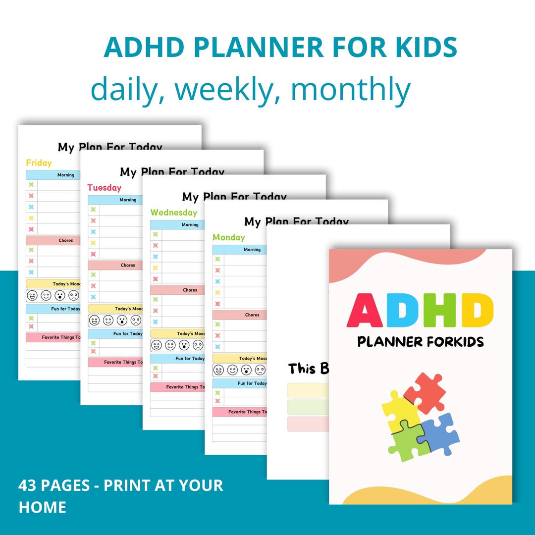 ADHD Planner for Kids | Printable Daily Routine Chart | Focus ...