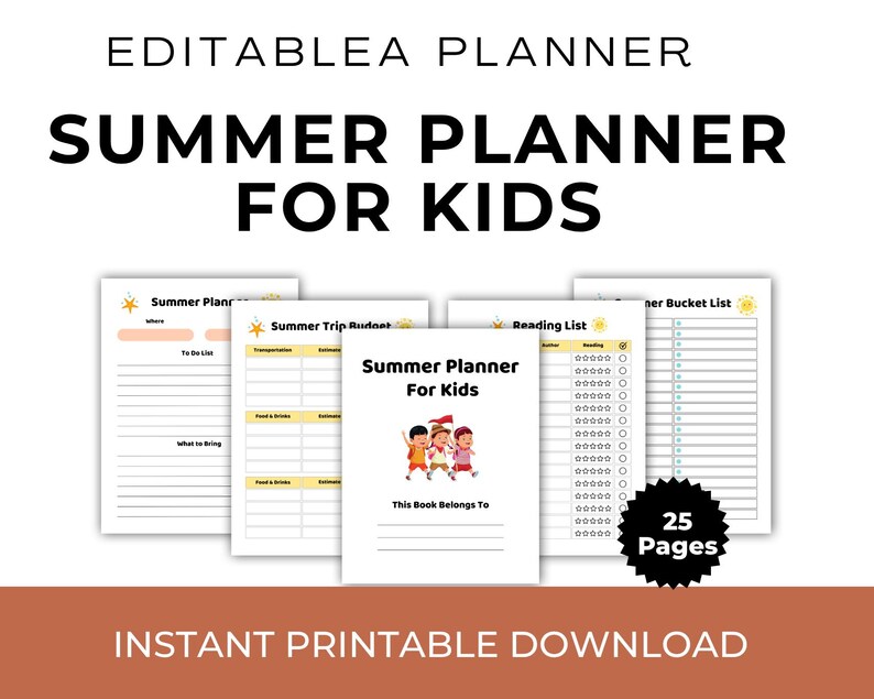 Printable Summer Planner for Kids | Fun Weekly Activity Schedule ...