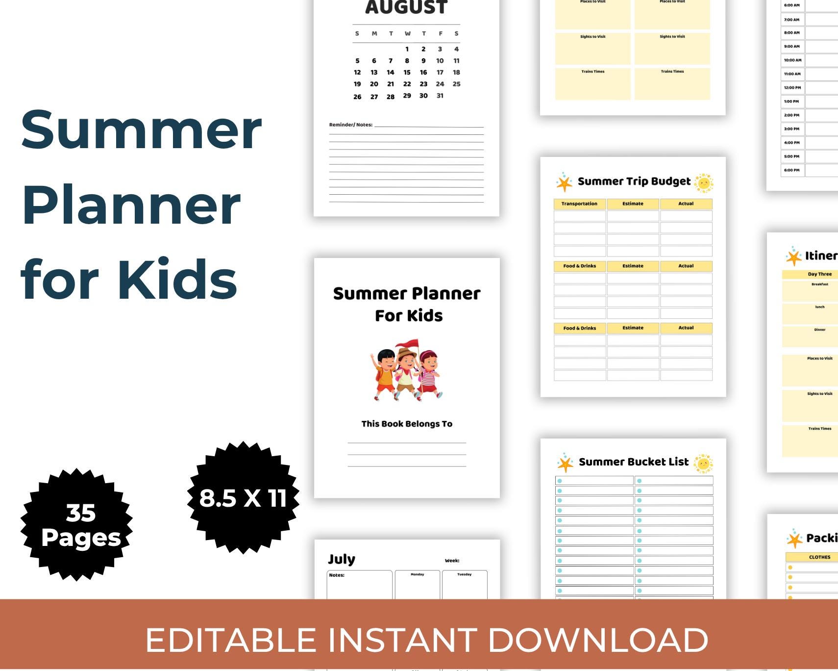 Printable Summer Planner for Kids | Fun Weekly Activity Schedule ...