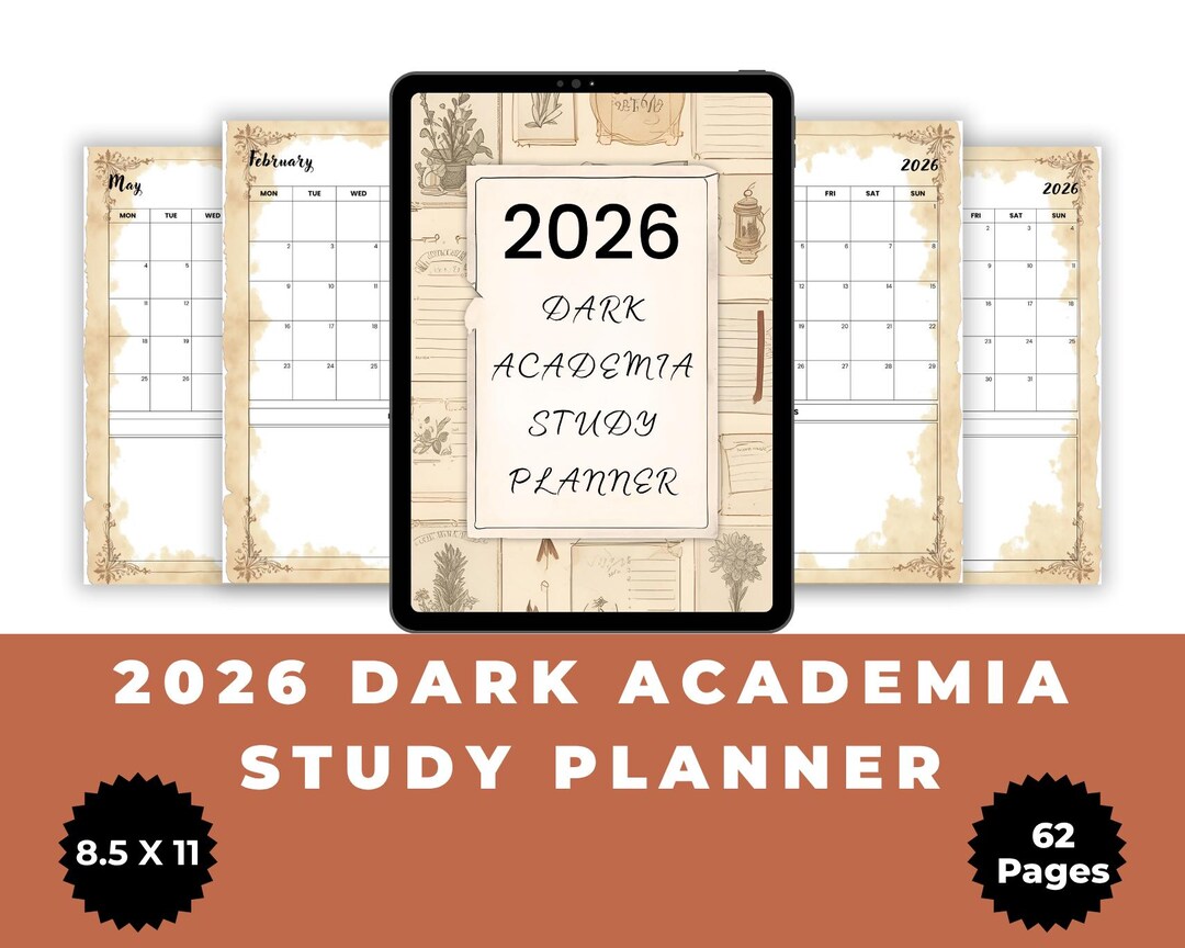 2026 Dark Academia Study Planner | Aesthetic Student Planner | Academic ...
