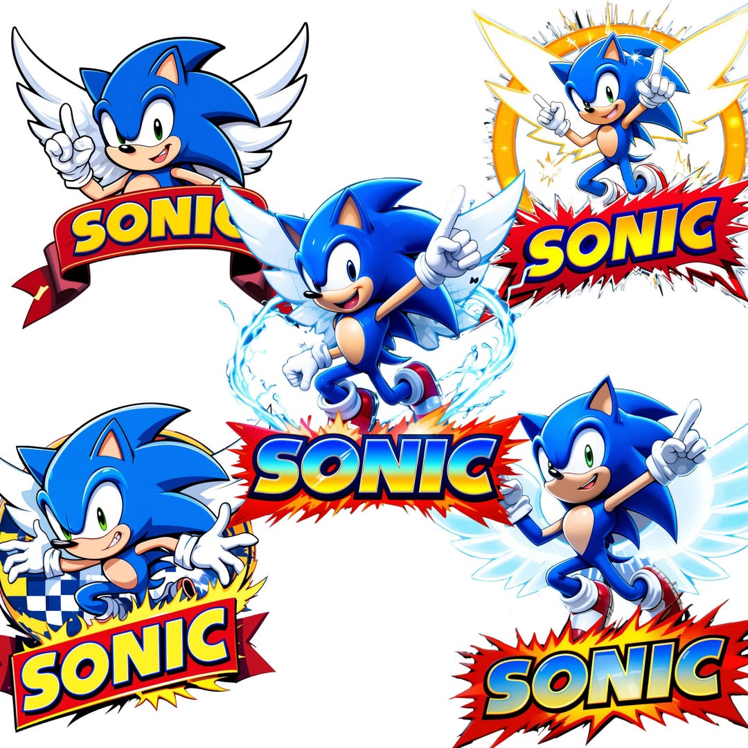 Pack of 5 Transparent Sonic PNG Bundle – Sonic Cliparts for Shirts ...