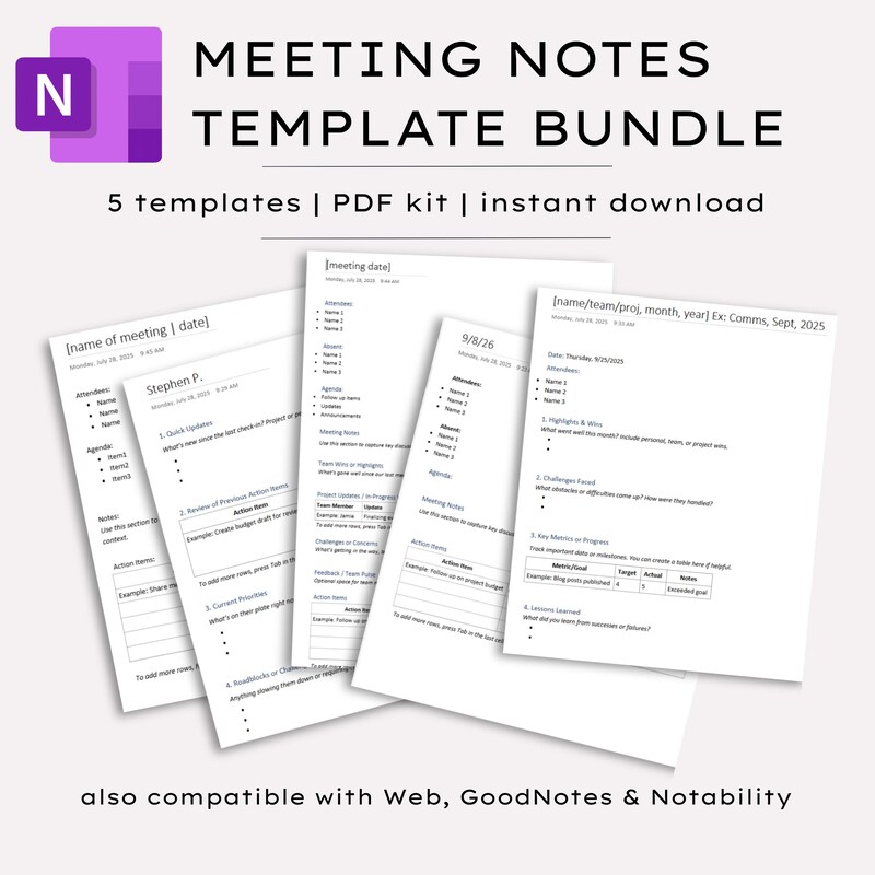 Onenote Templates - Etsy