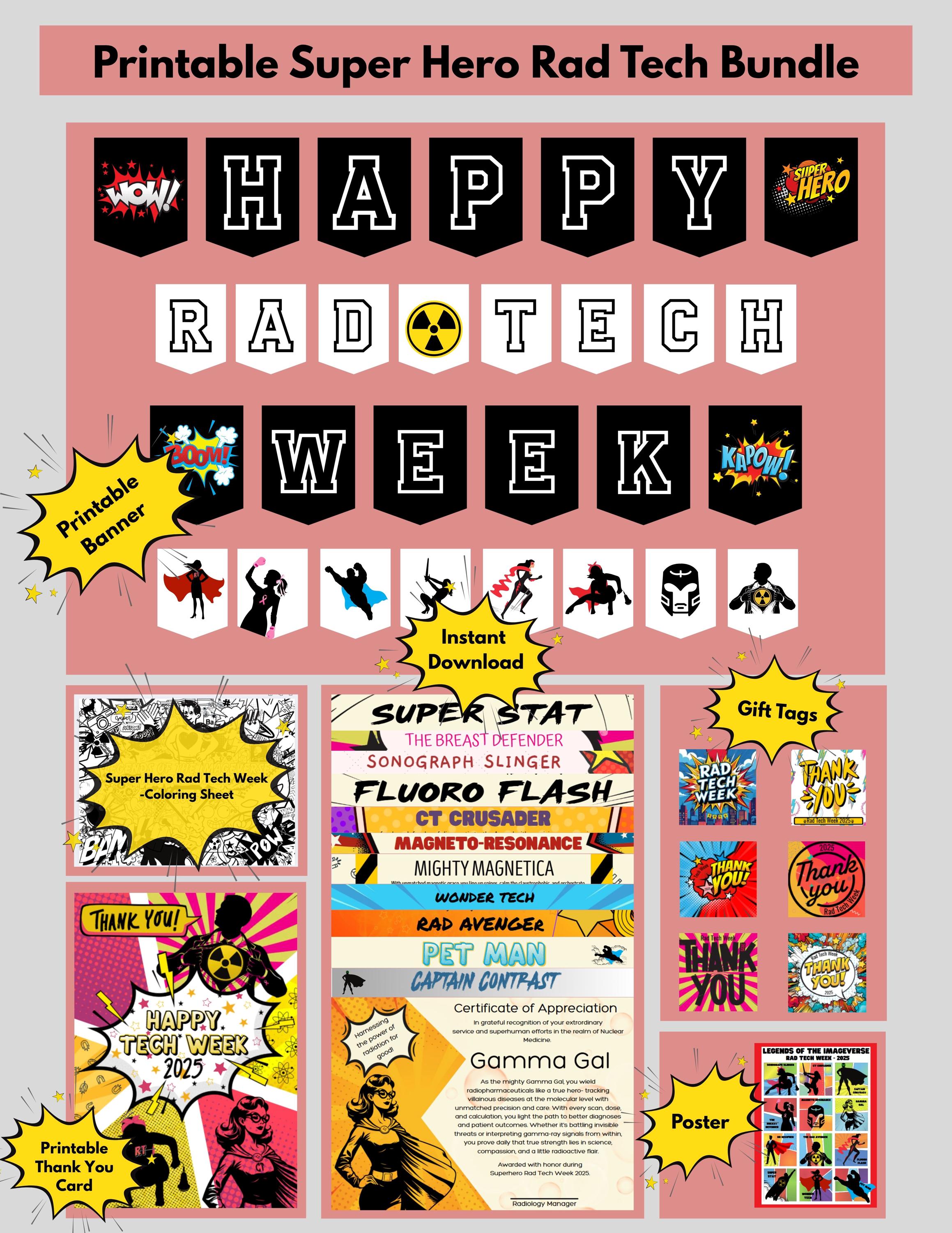 Radiology Tech Week 2025 Printable Bundle, Radiology, Rad Tech Week ...