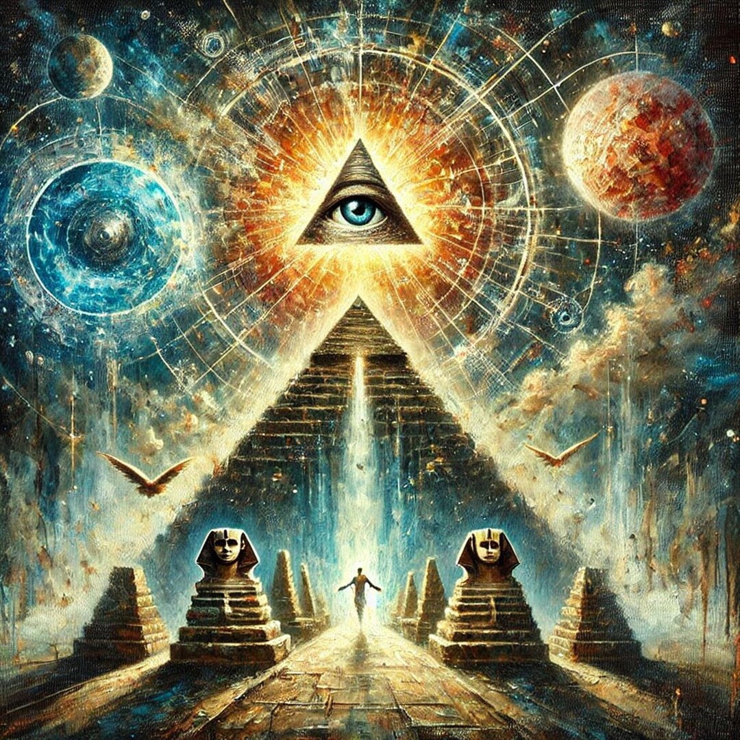 1-222 | Printable Mystical Pyramid Art | All-seeing Eye Artwork ...