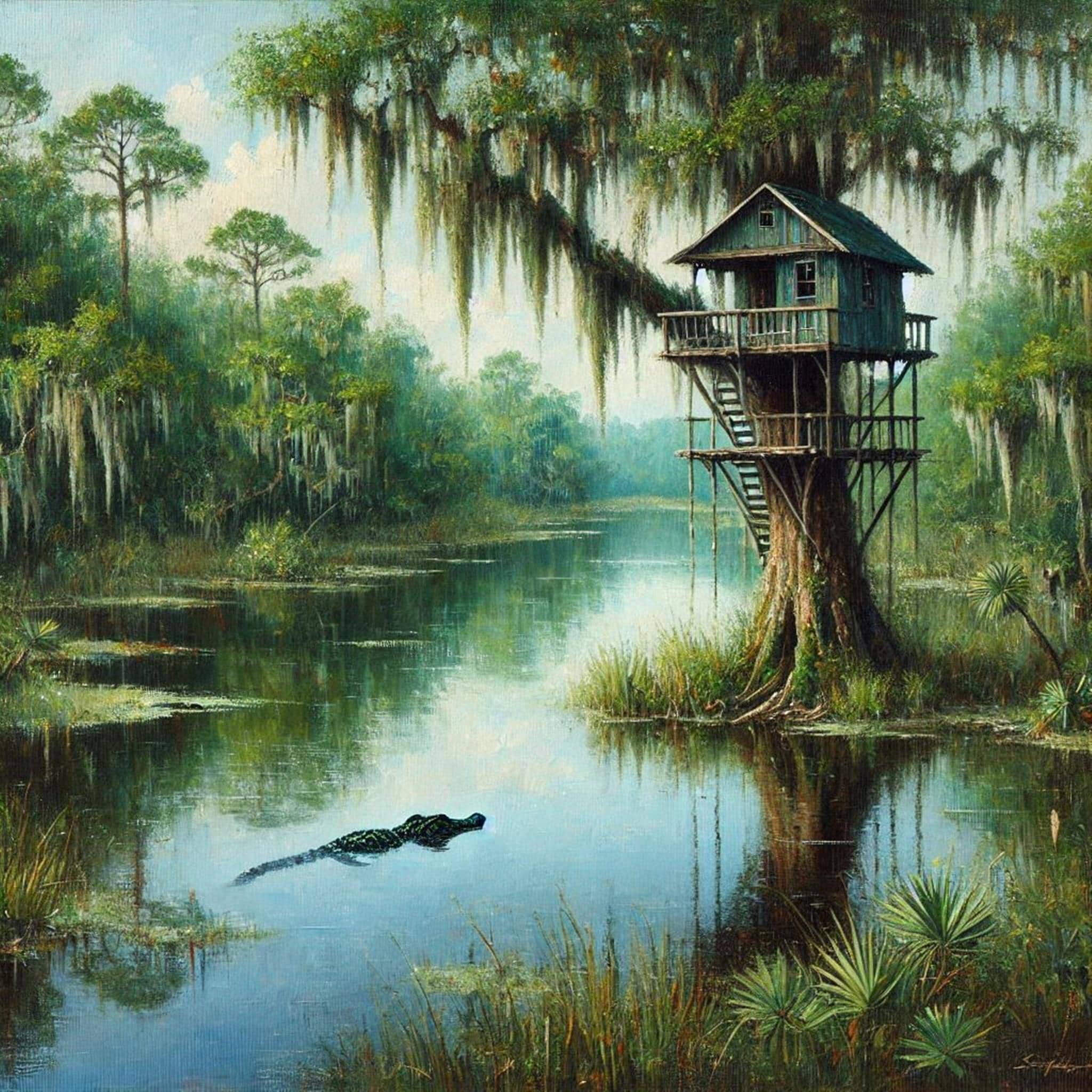9-0176 | Printable Louisiana Art | Bayou Haven - Tranquil Louisiana ...
