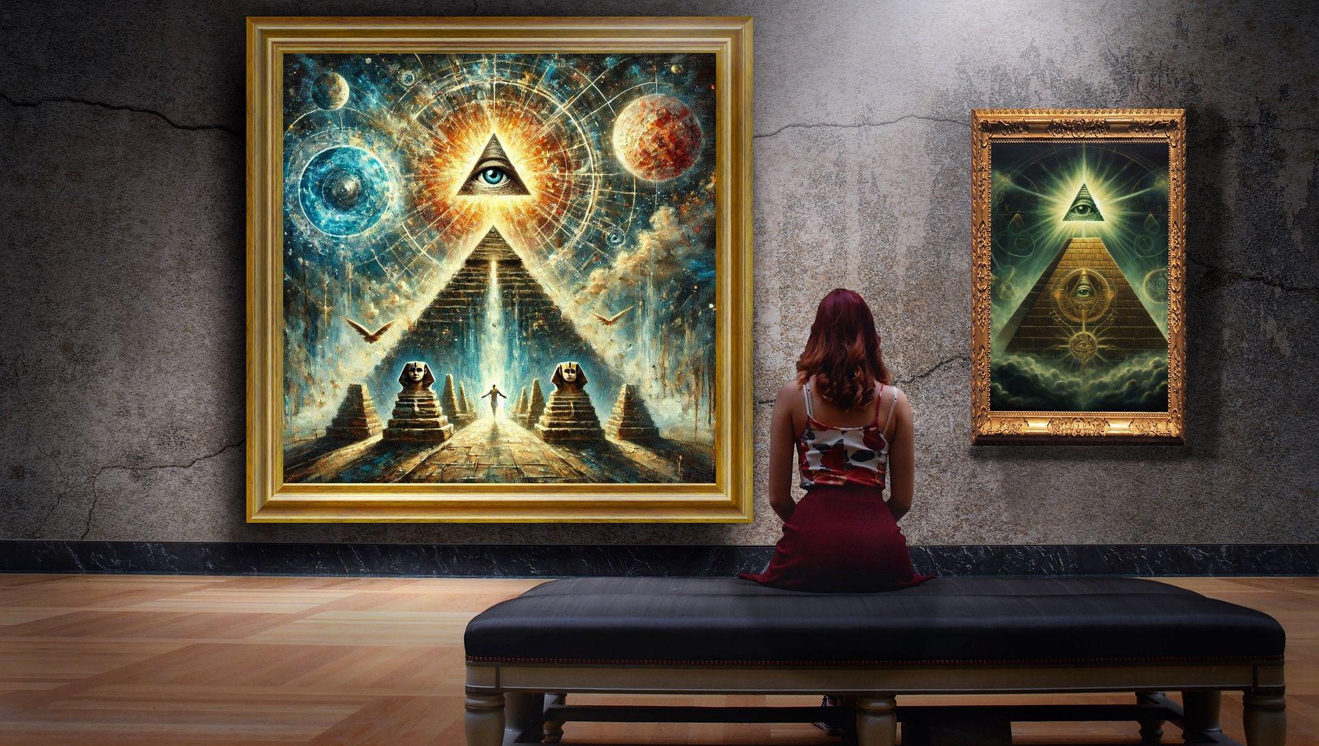 1-222 | Printable Mystical Pyramid Art | All-seeing Eye Artwork ...