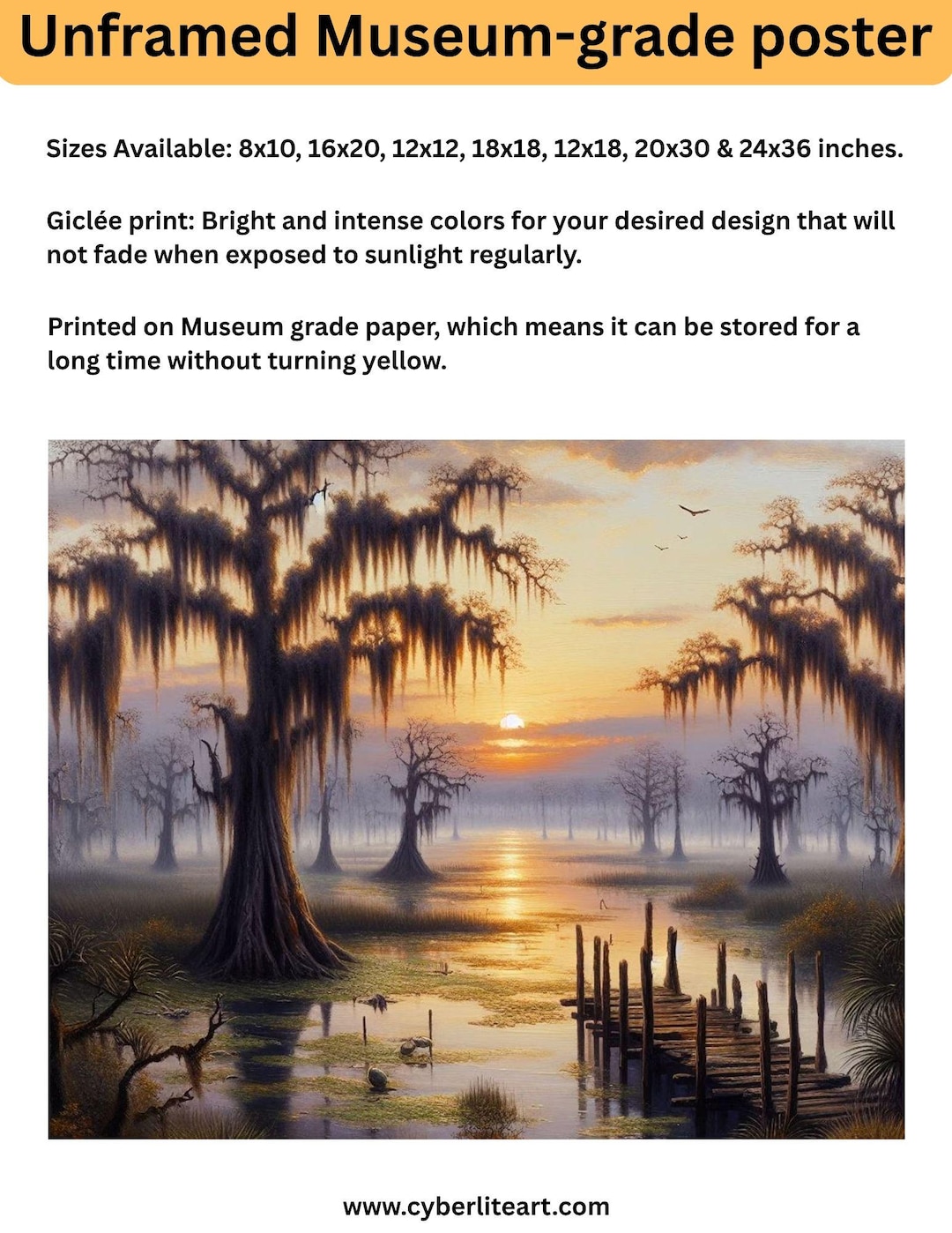 Louisiana Sunset Art Print: Cajun Swamp Scene, Southern Rustic Decor - Etsy