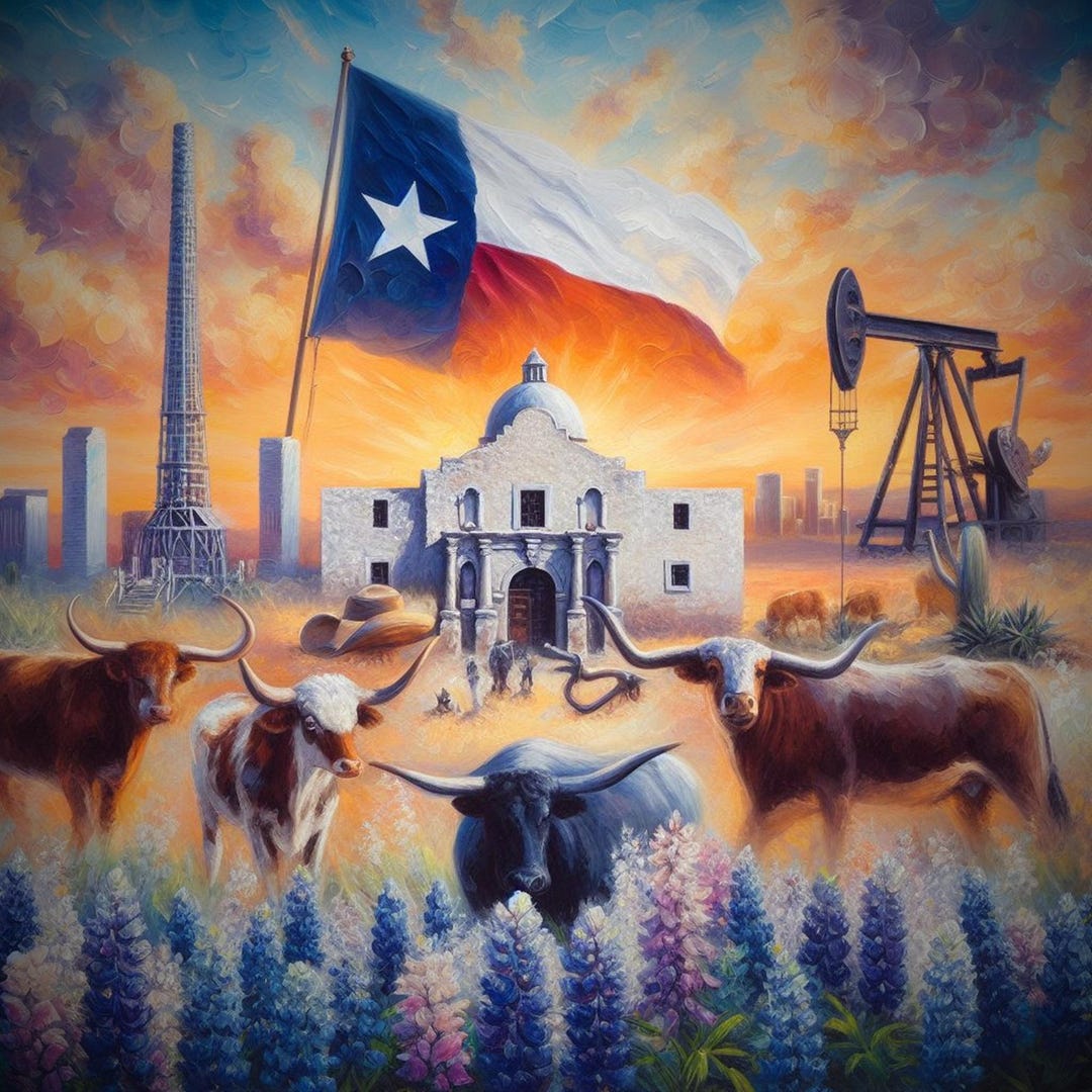 14-001 | Printable Texas Art | Texas Art Collage | Lone Star State Art ...