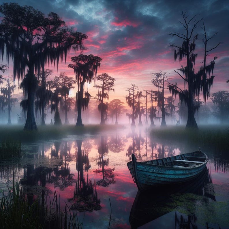 Louisiana Swamp Sunrise Wall Art – Serene Cajun Bayou Landscape - Etsy