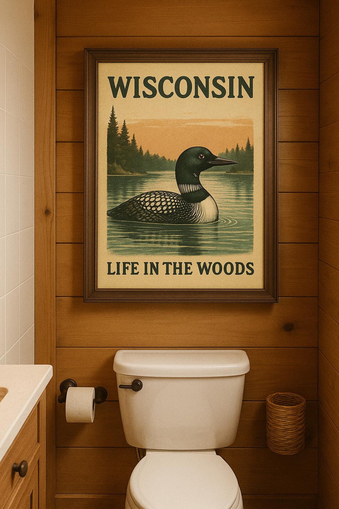 Wisconsin Loon Print, Digital Download, Vintage Outdoors Art, Rugged ...