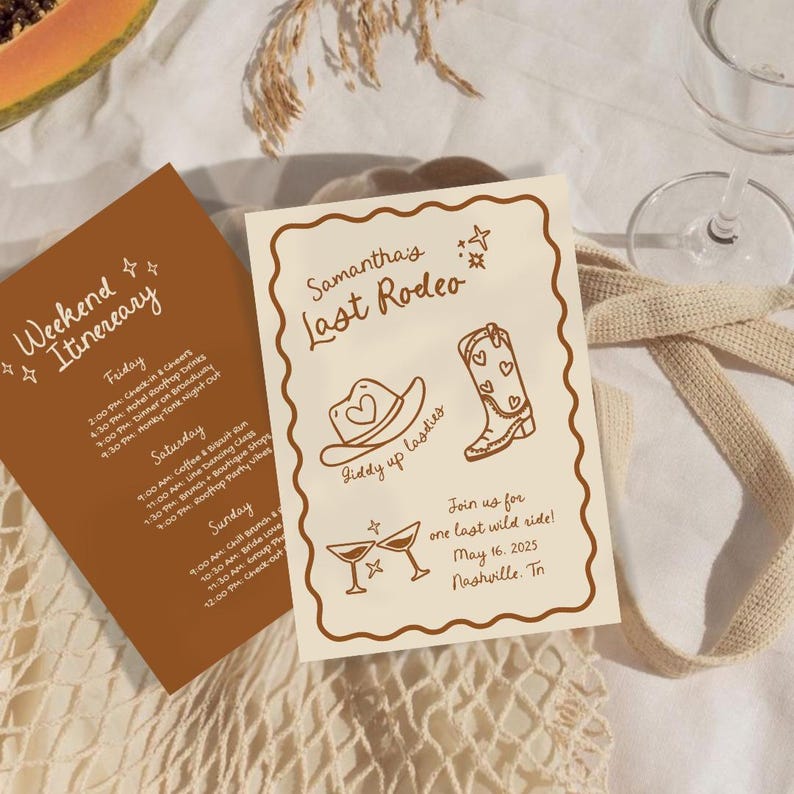 Last Rodeo Bachelorette Invitation & Itinerary Template, 5x7 Editable ...