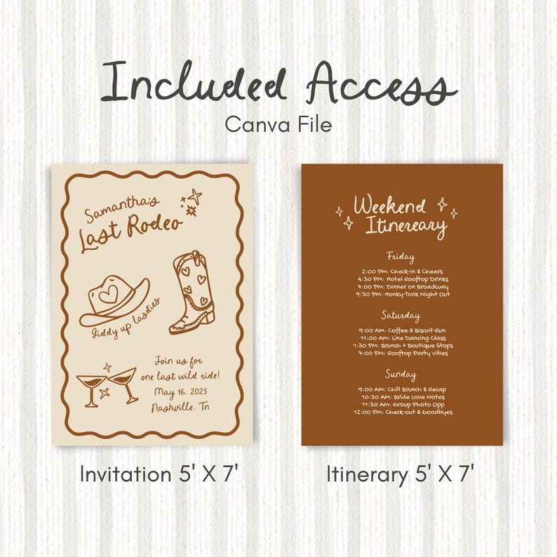 Last Rodeo Bachelorette Invitation & Itinerary Template, 5x7 Editable ...