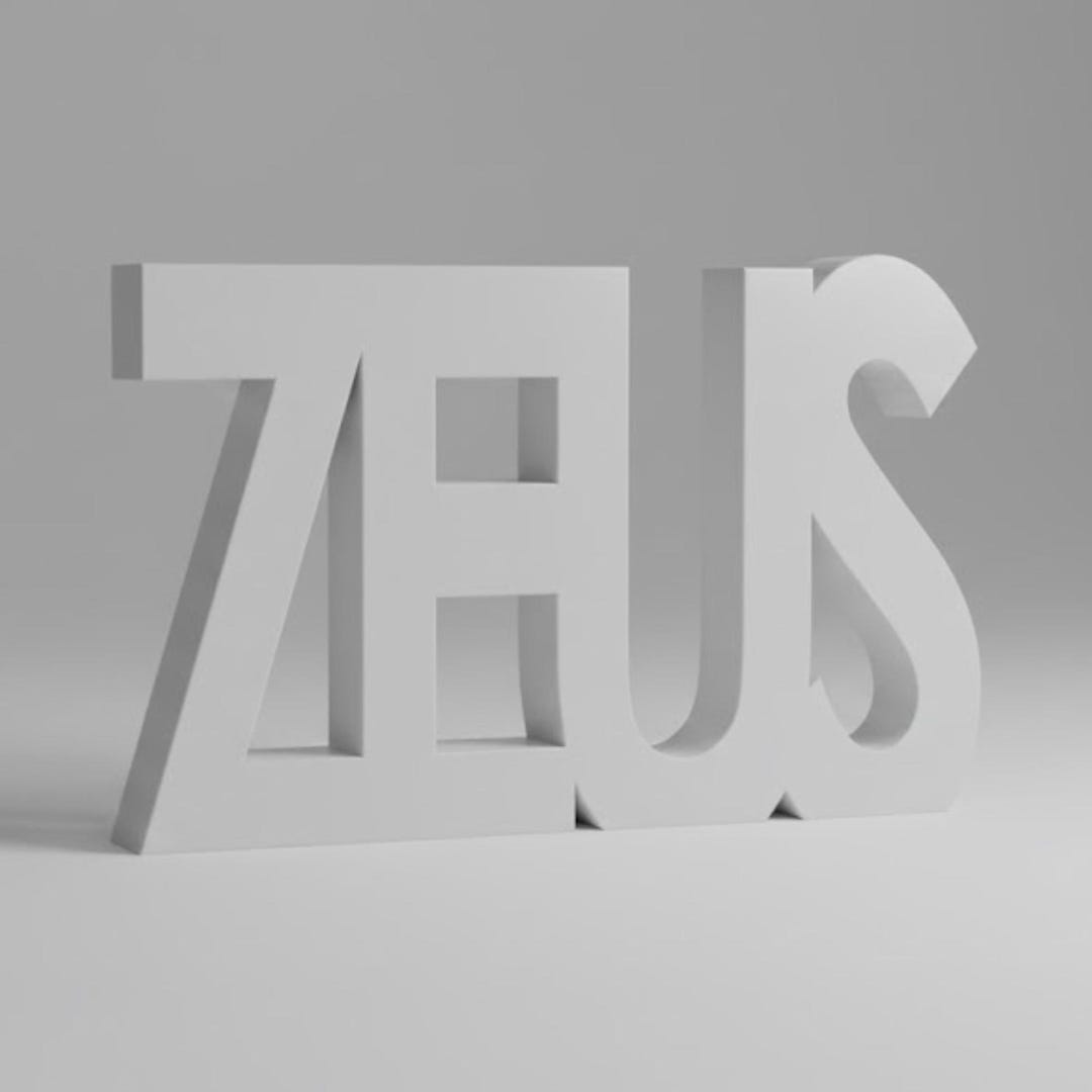 ZEUS – Scritta Decorativa 3D Da Parete | Nome Mitologico, Arredo ...