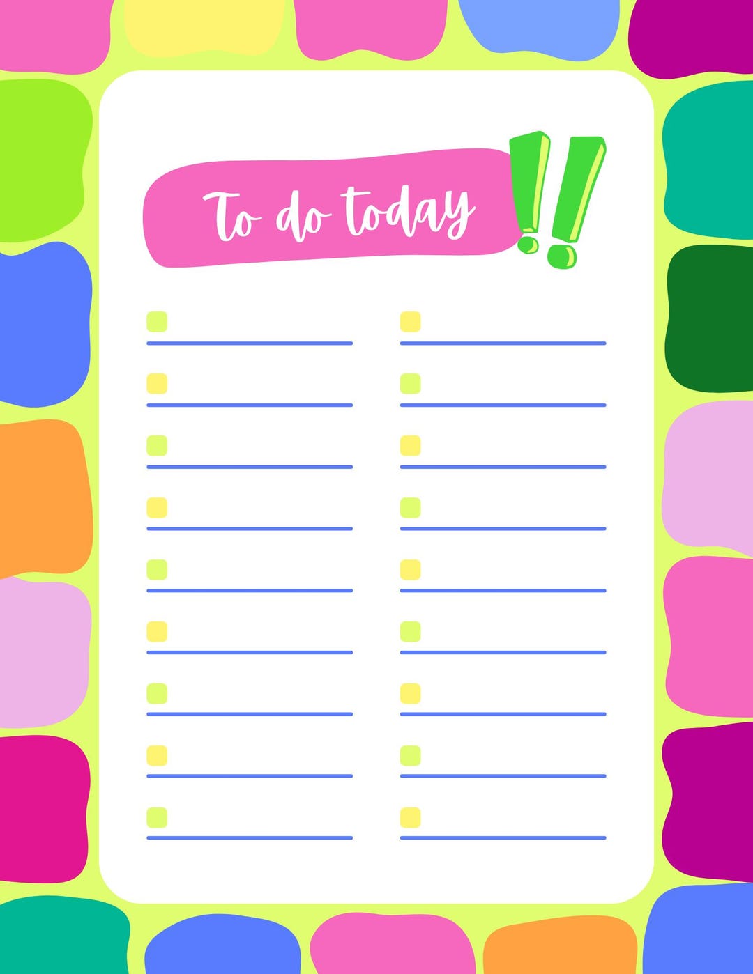 Colorful To-do List Printable | Rainbow Task Planner | Editable Daily ...