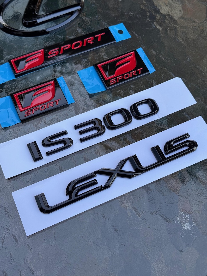 Lexus IS300 Complete F-sport Emblem Set - Gloss Black & Red (for: 2017 ...