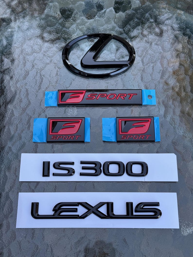 Lexus IS300 Complete F-sport Emblem Set - Gloss Black & Red (for: 2017 ...