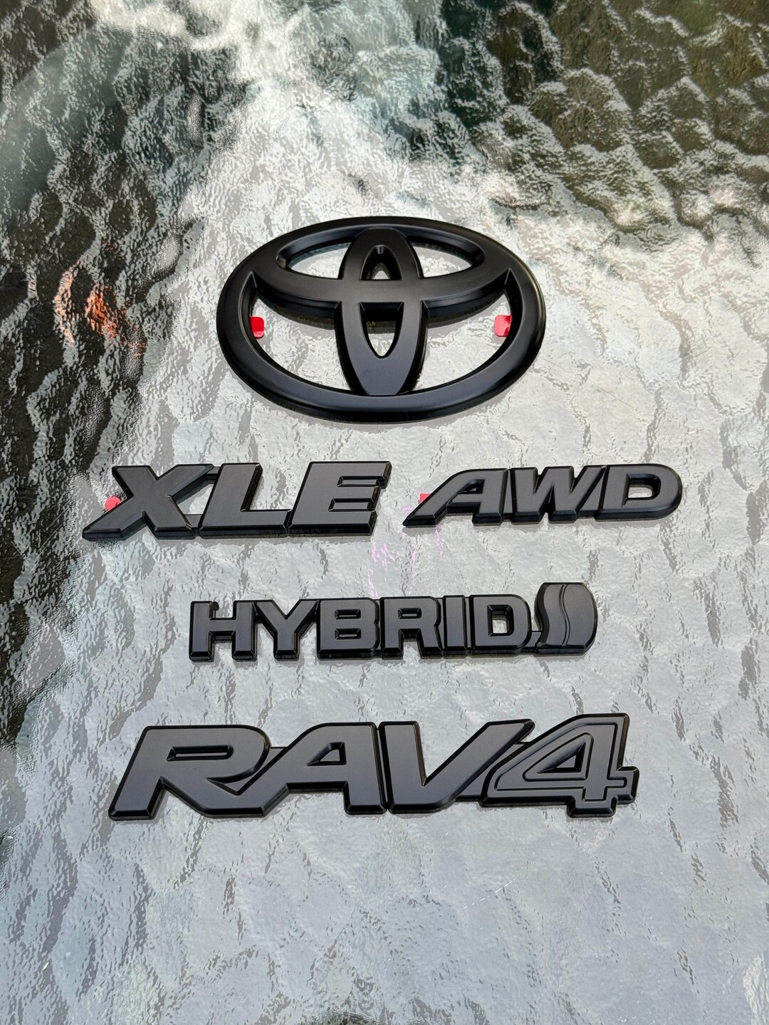 For TOYOTA RAV4 Hybrid XLE AWD Matte Blackout Emblem Overlay (2019 ...