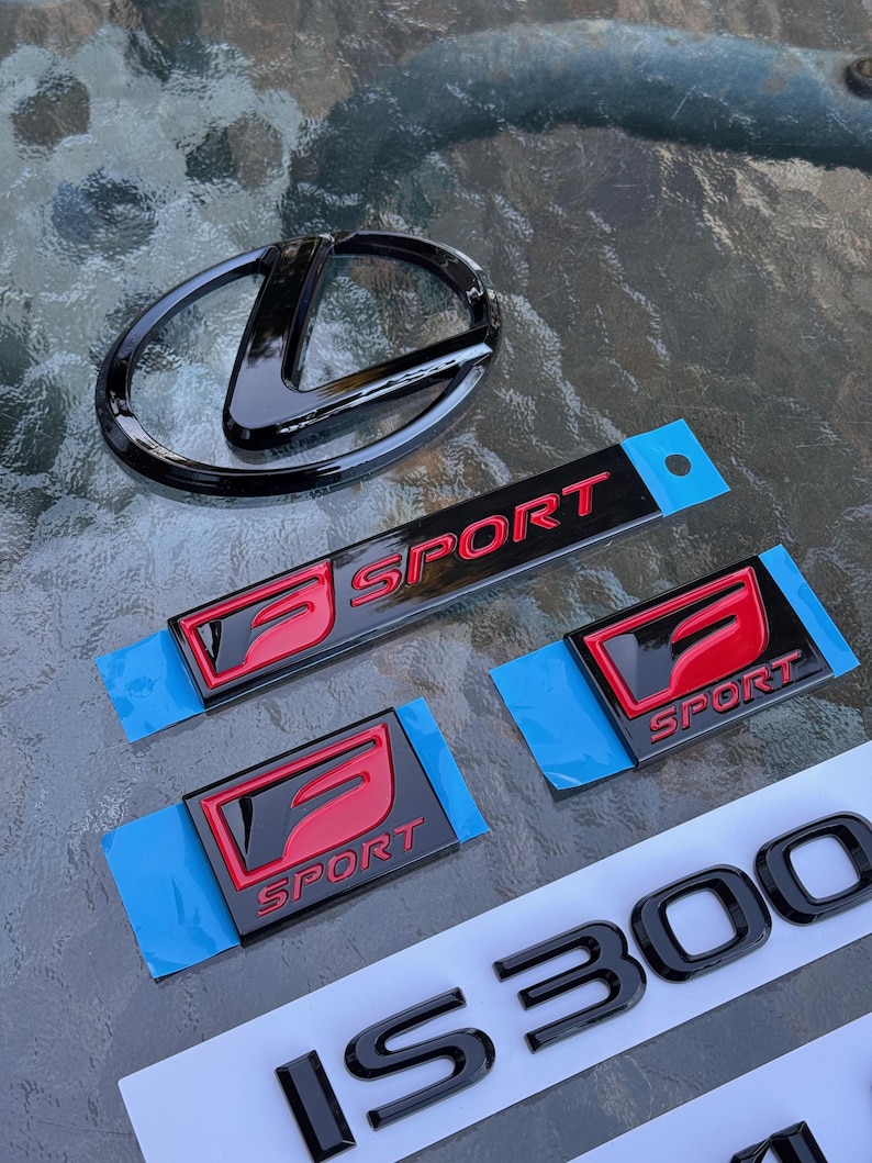 Lexus IS300 Complete F-sport Emblem Set - Gloss Black & Red (for: 2017 ...