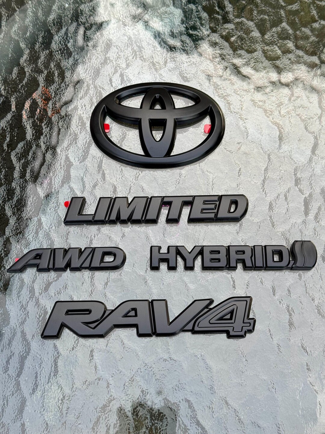 For TOYOTA RAV4 Hybrid LIMITED AWD Matte Blackout Emblem Overlay (2019 ...