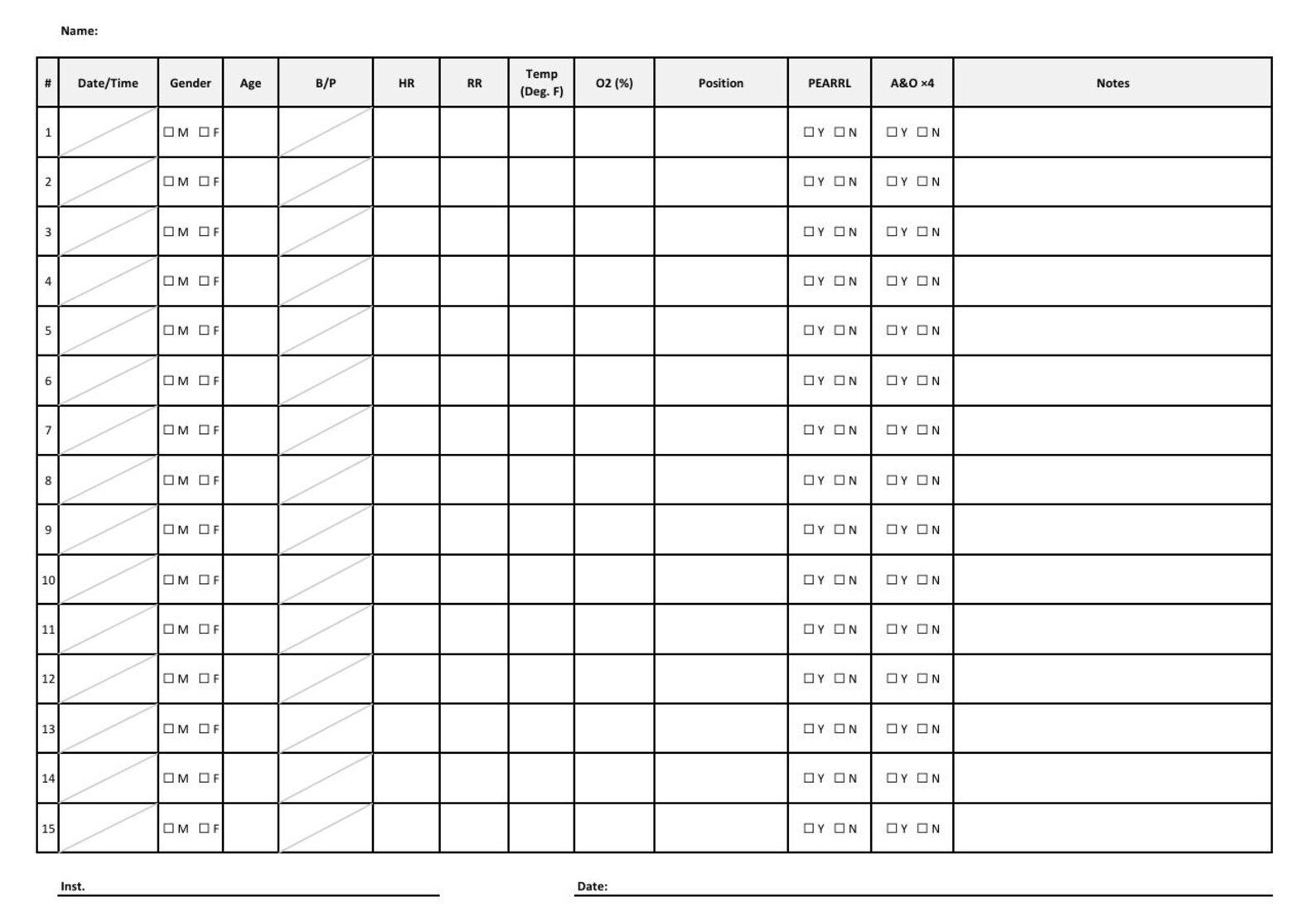 Printable Vital Signs Log Sheet for Nursing & EMT Students (PDF ...