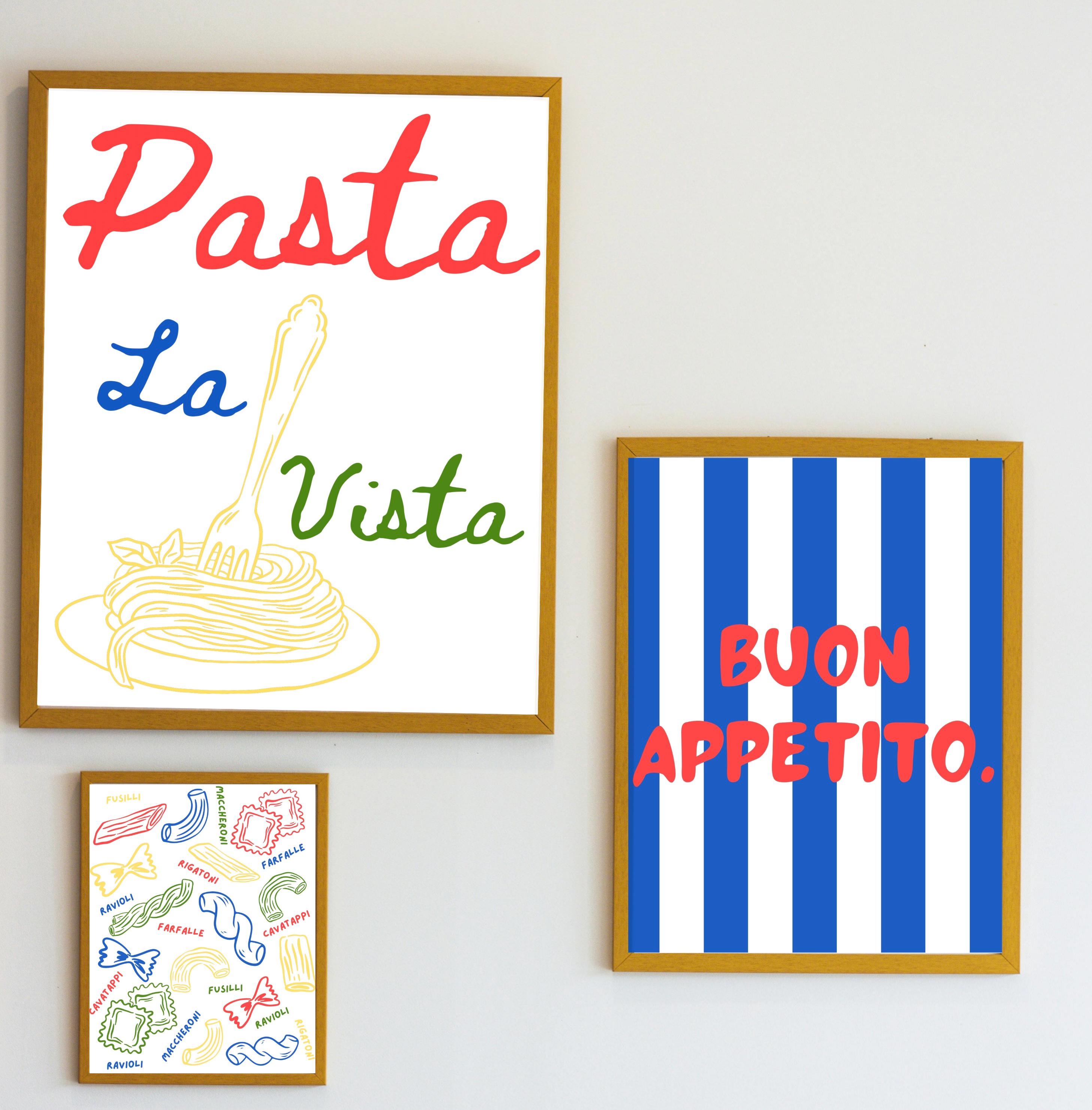 Retro Italian Pasta Kitchen Art Print Set of 3 Bundle: Maximalist ...