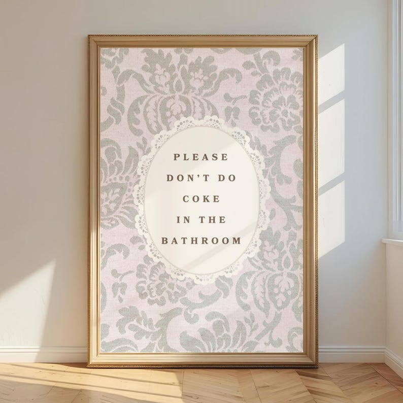 Vintage Don’t Do Coke in the Bathroom Digital Art Print: Funny Elegant Trendy Girly Home ...
