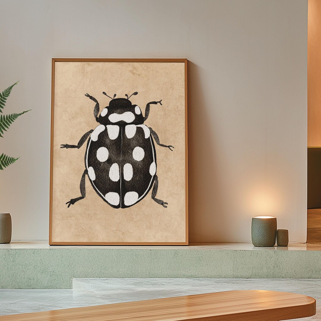 Vintage Polka Dot Beetle Art Print: Bug Whimsical Maximalist Decor for ...