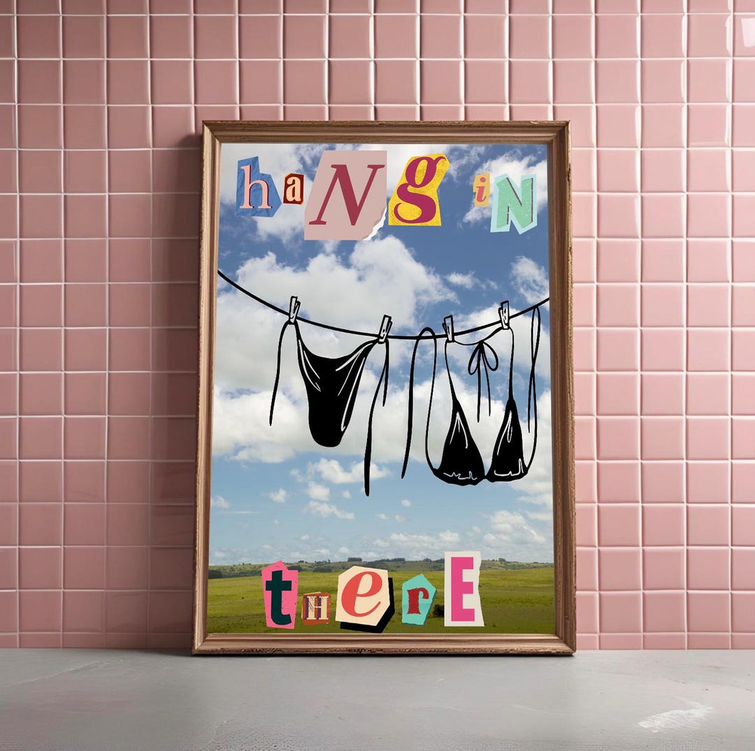 Beach Clothesline Bikini Collage Letter Digital Download Summer Art ...