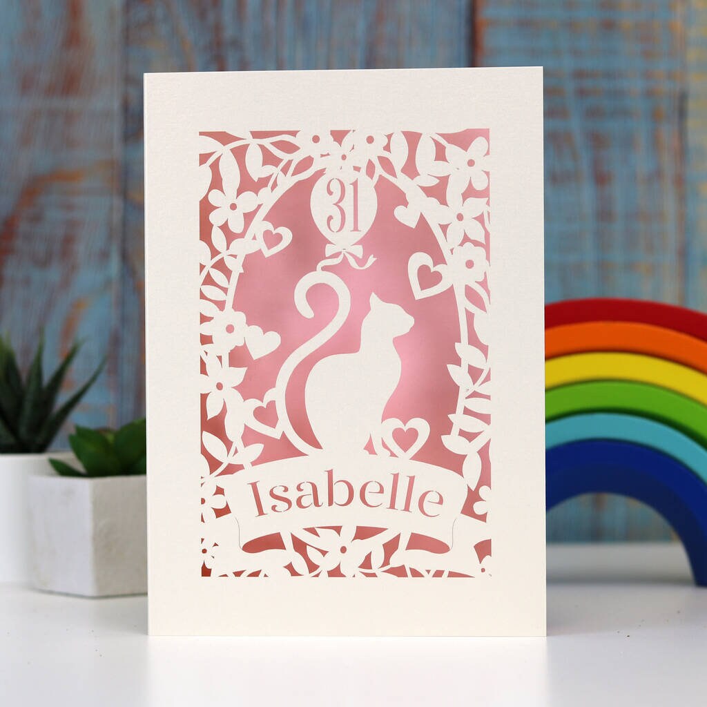 Personalised Papercut Cat Birthday Card Paper Cut Cards for - Etsy