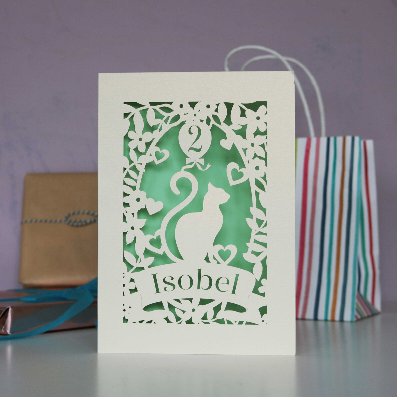 Personalised Papercut Cat Birthday Card Paper Cut Cards for - Etsy