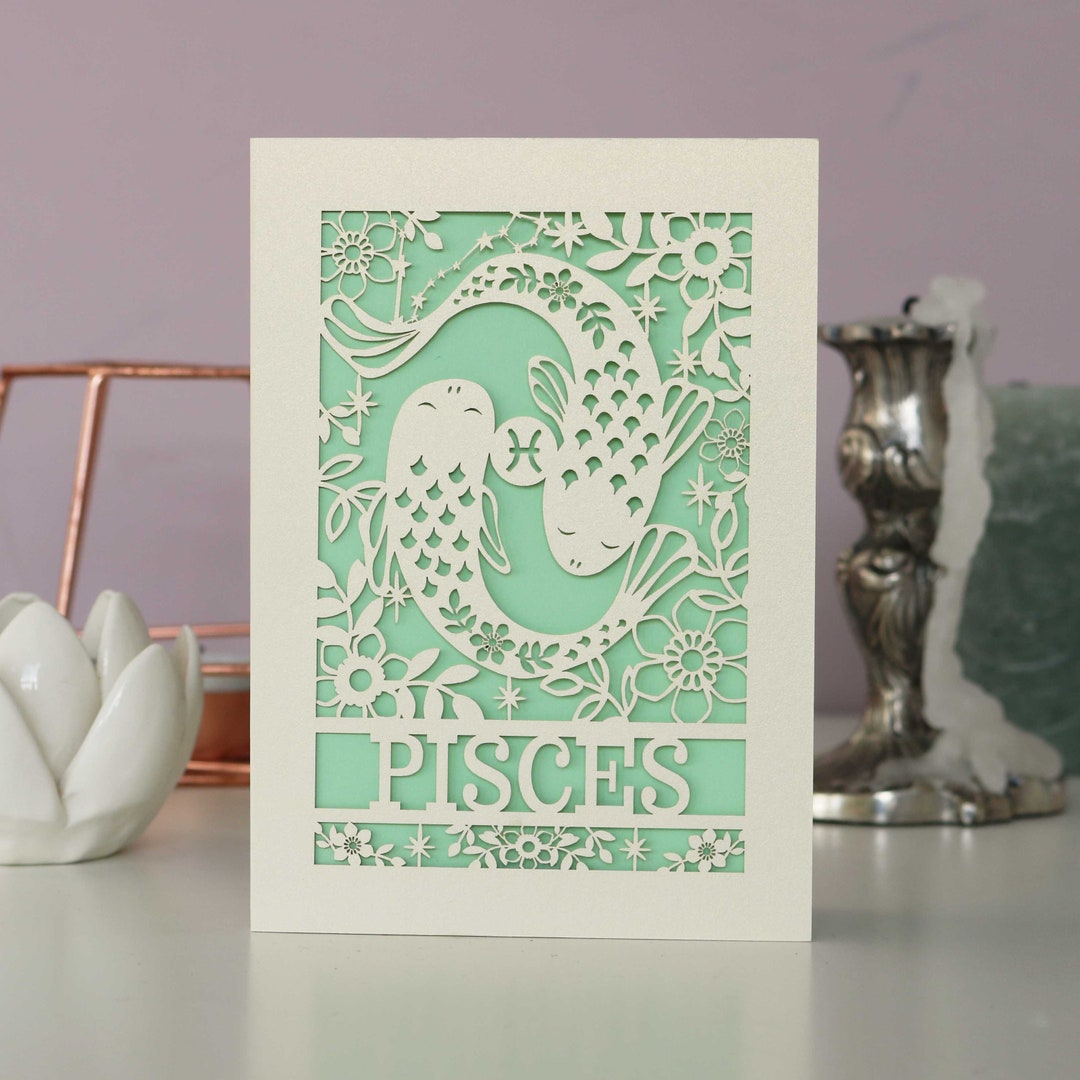 Pisces Papercut Birthday Card - Etsy