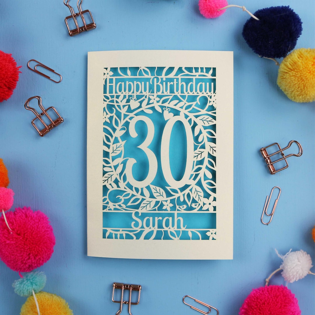 30th Birthday Card – Personalised Laser Cut Design – 30th Birthday ...