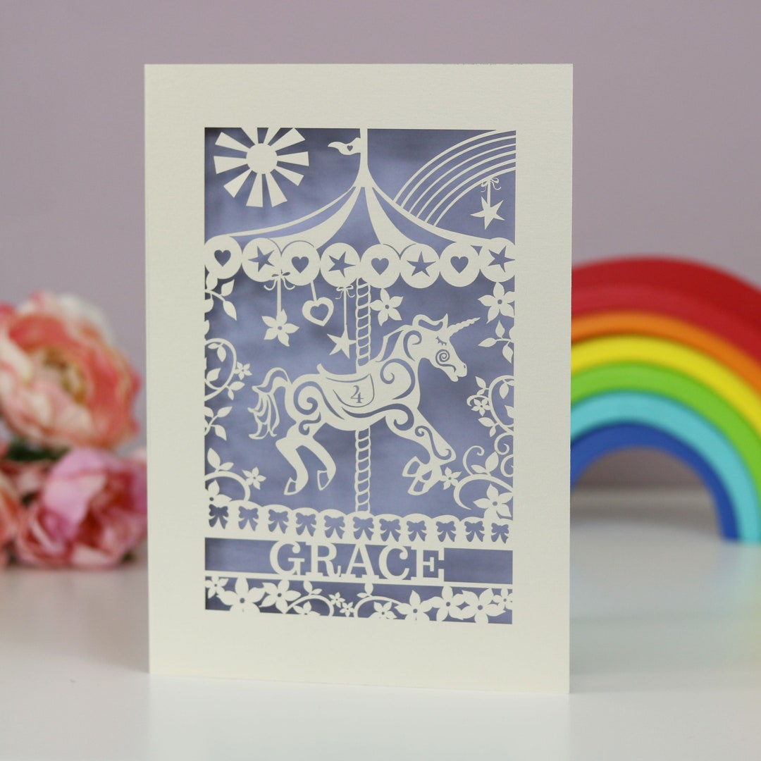 Personalised Papercut Merry Go Round Card Carousel Birthday - Etsy