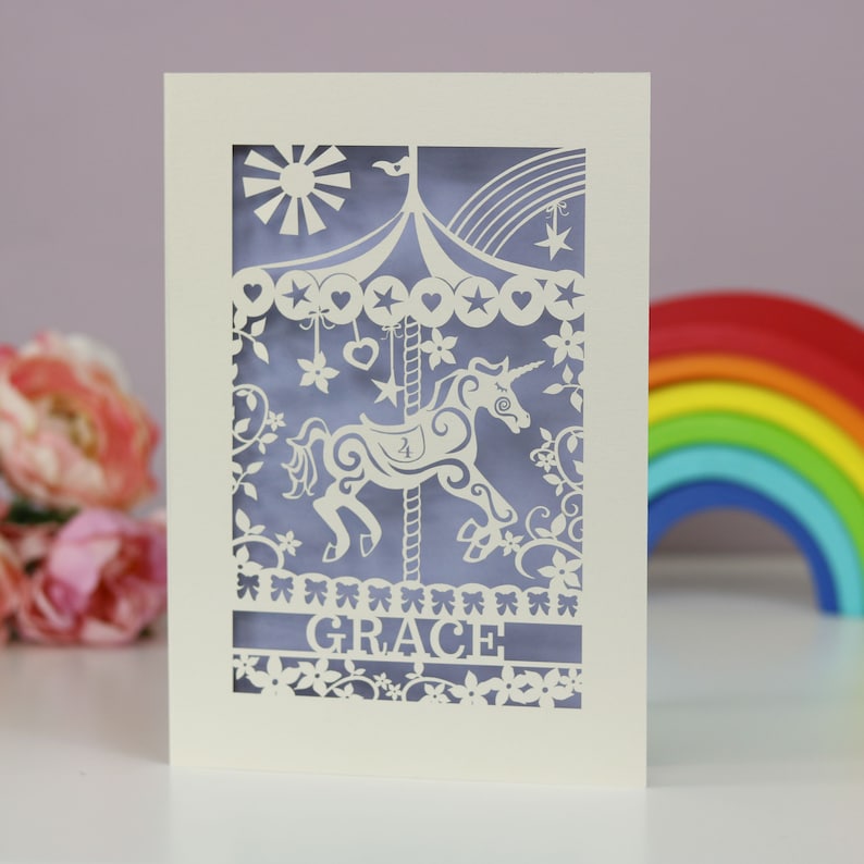 Personalised Papercut Merry Go Round Card Carousel Birthday - Etsy