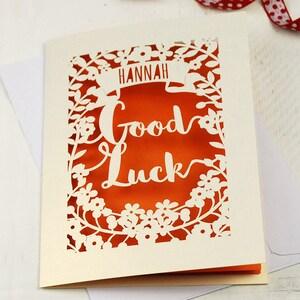 Personalised Papercut Good Luck Card Laser Cut Cards Lucky | Etsy