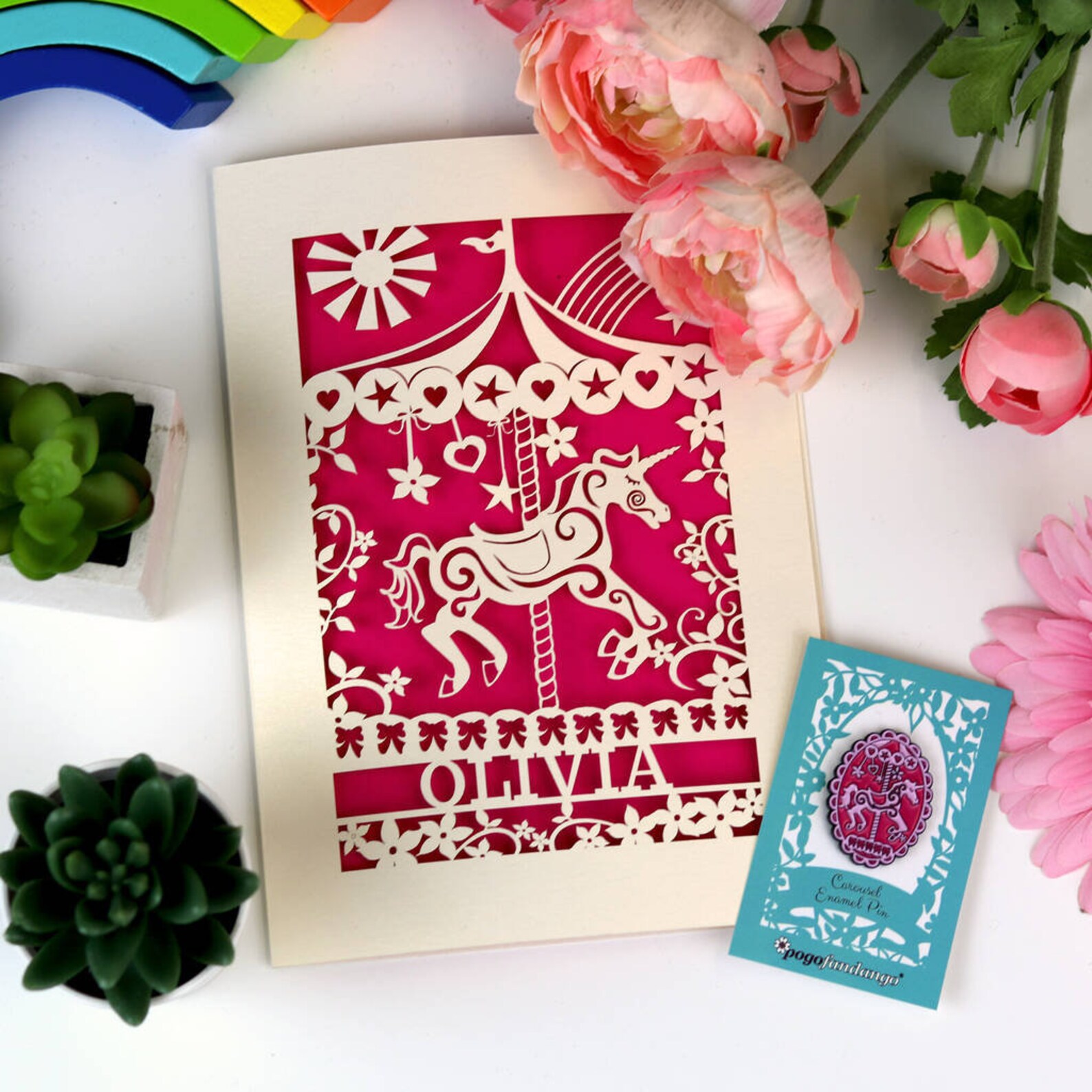 Personalised Papercut Merry Go Round Card Carousel Birthday - Etsy