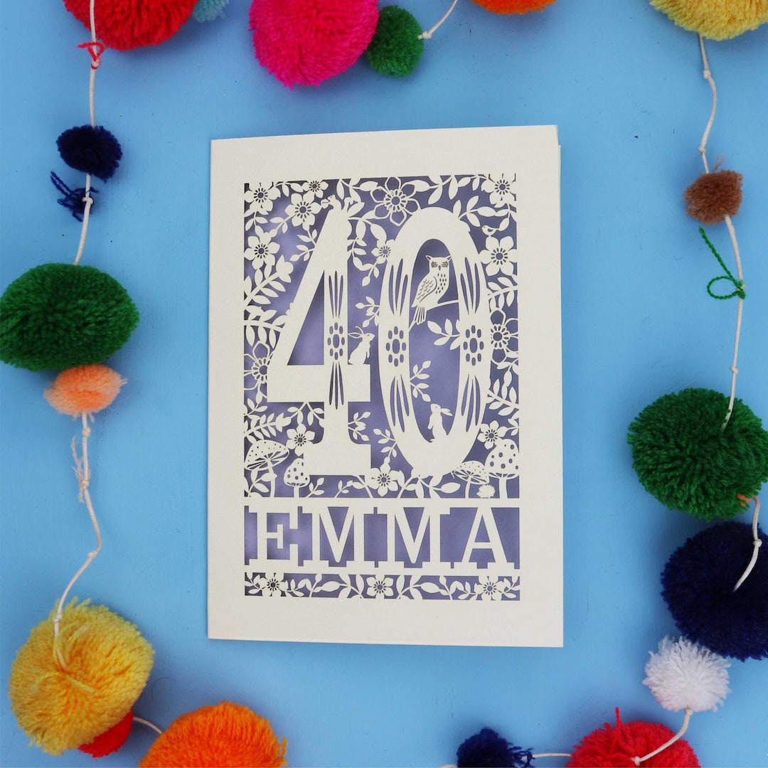 Personalised 40th Birthday Card – Woodland Papercut Papercut Custom ...