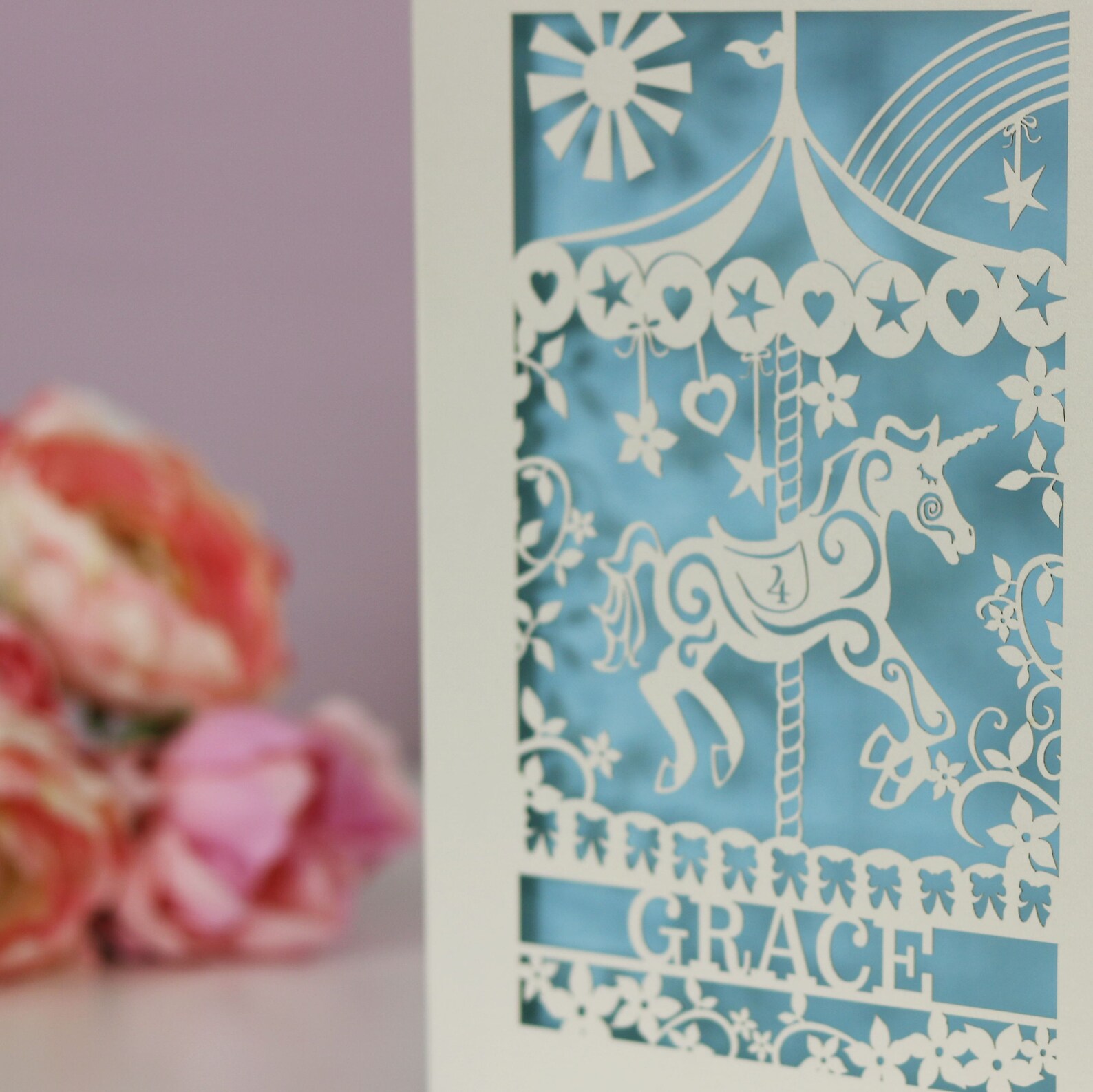 Personalised Papercut Merry Go Round Card Carousel Birthday - Etsy