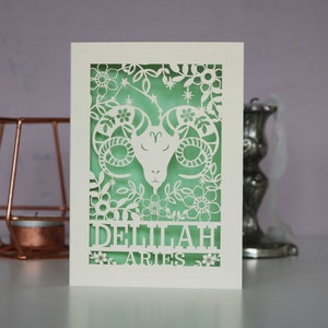 Aries Personalised Papercut Birthday Card - Etsy