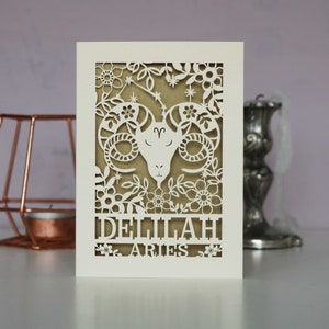 Aries Personalised Papercut Birthday Card - Etsy