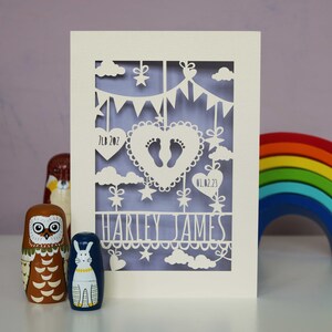 Personalised Papercut Baby Card,new Baby, Birth Announcement, Birth ...