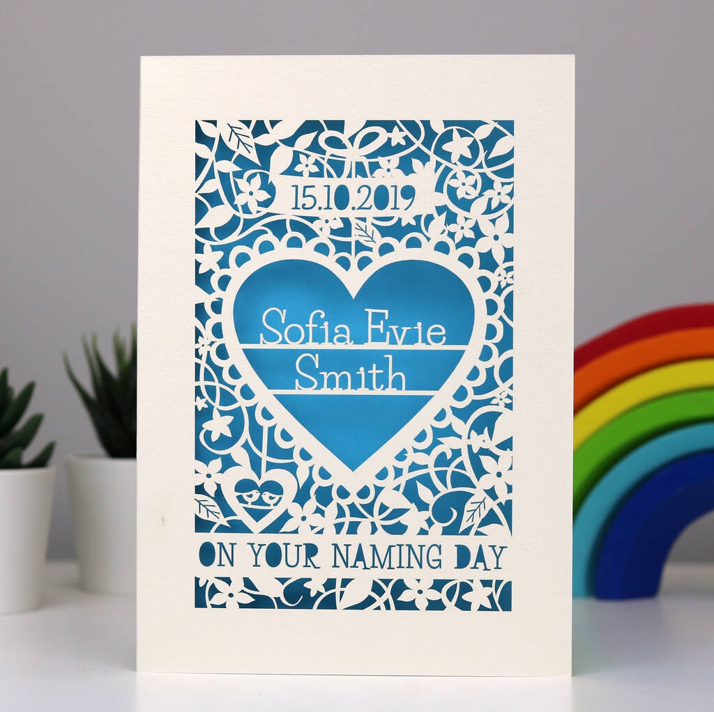 Personalised Papercut Naming Day Card Sku_naming_day - Etsy